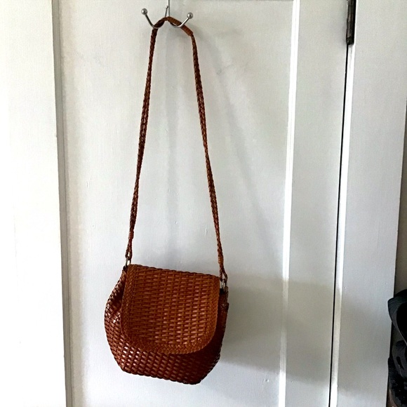 CEM | Bags | Cem Brown Braided Leather Bucket Bag With Flap Vintage 7s ...